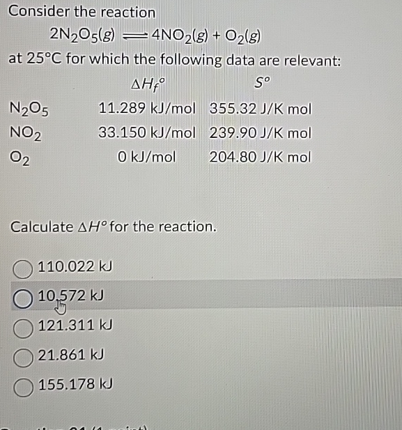 Solved Consider the reaction2N2O5(g)⇌4NO2(g)+O2(g)at 25°C | Chegg.com