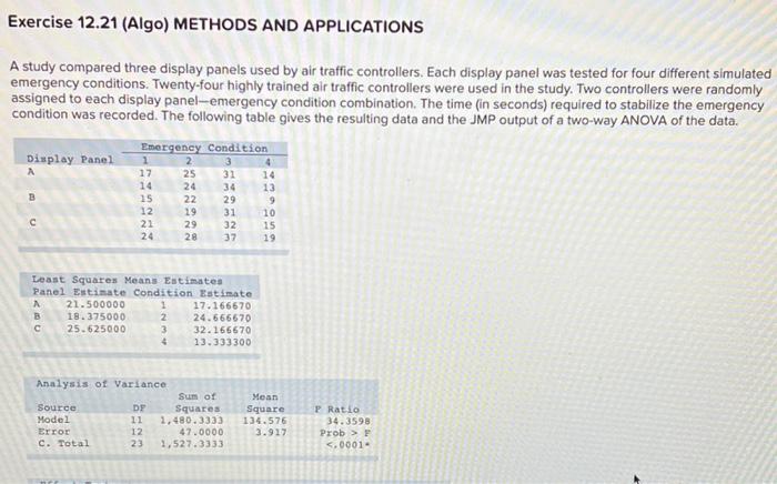 Solved (d) Make pairwise comparisons of display panels A,B, | Chegg.com