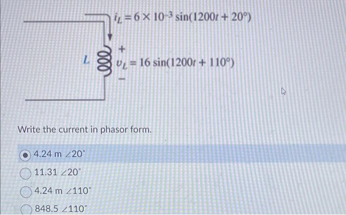 Solved For the inductive element, calculate the voltage | Chegg.com
