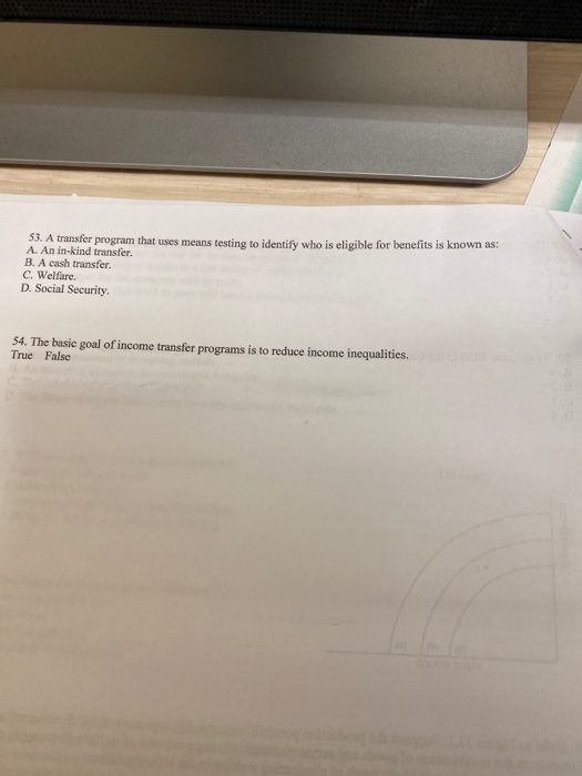 Solved 53. A transfer program that uses means testing to | Chegg.com