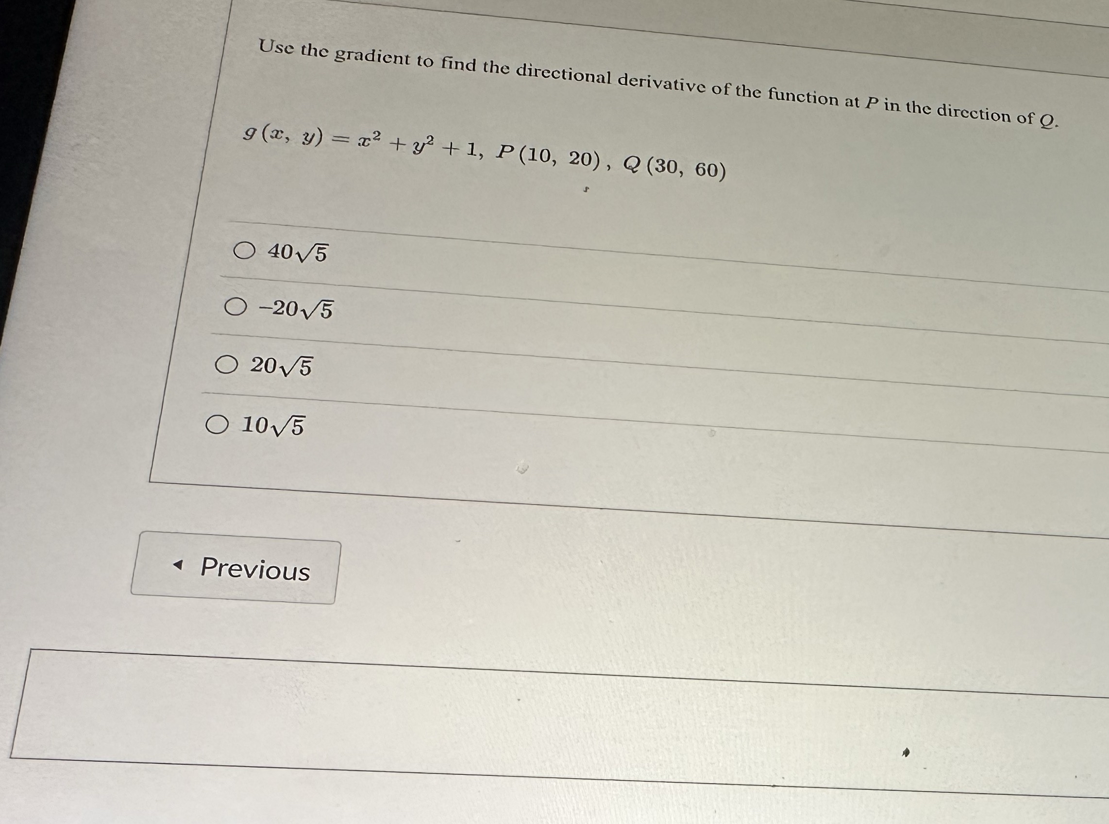Solved Use the gradient to find the directional derivative | Chegg.com