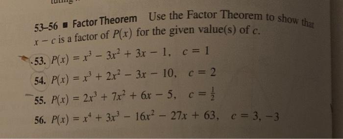 Solved 53-56 Factor Theorem Use the Factor Theorem to show | Chegg.com