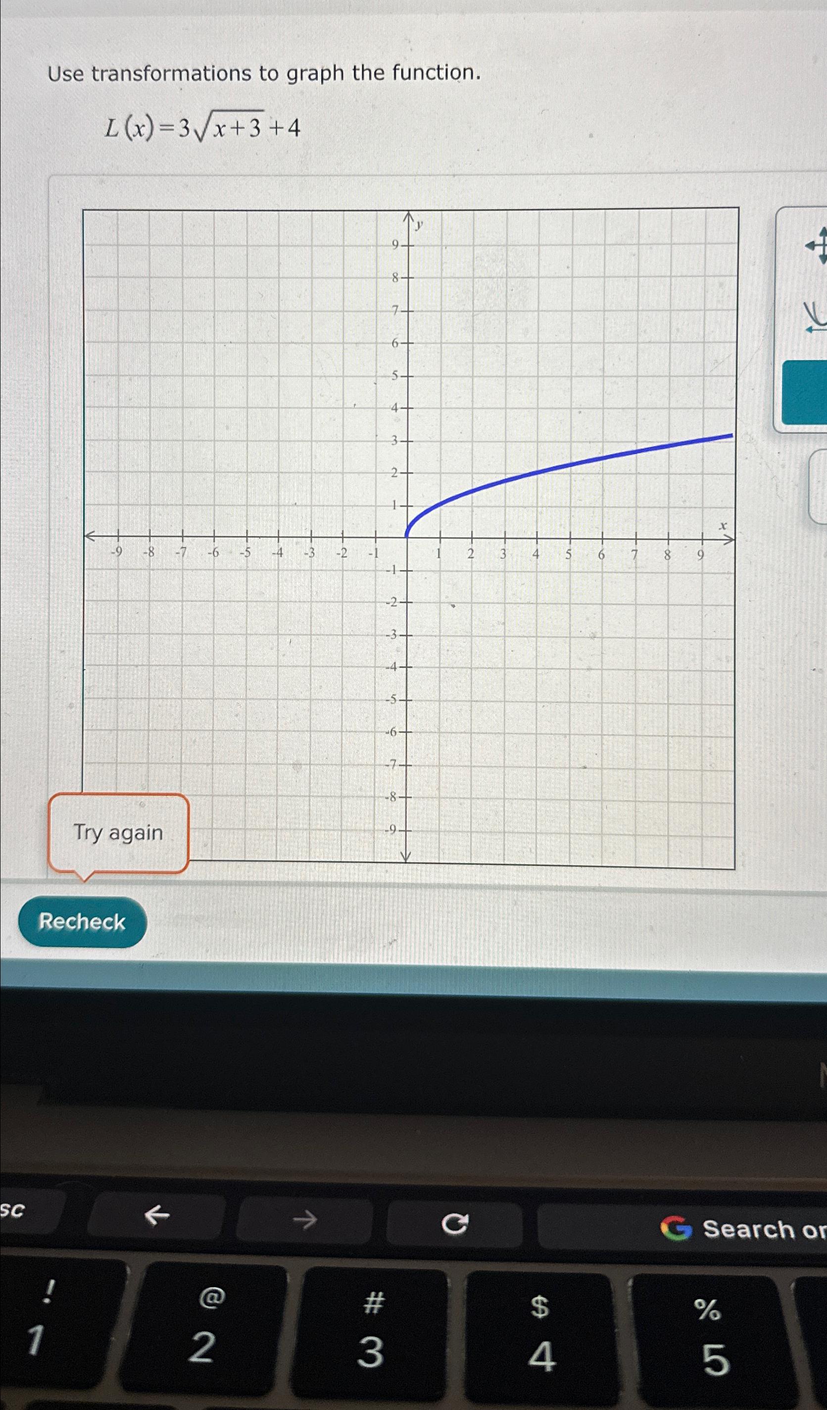 Solved Use transformations to graph the | Chegg.com