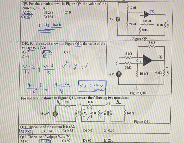 Solved Q9. For the circuit shown in Figure Q9, the value of | Chegg.com