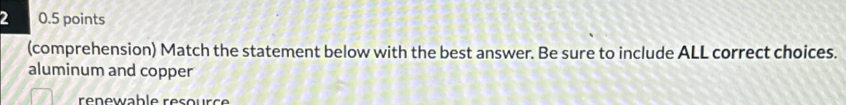 Solved (comprehension) ﻿Match the statement below with the | Chegg.com