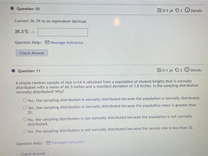 Solved Question 10 B0/1 pt 2 Details Convert 26.3% to an | Chegg.com Solved Question 10 B0/1 pt 2 Details Convert 26.3% to an | Chegg.com