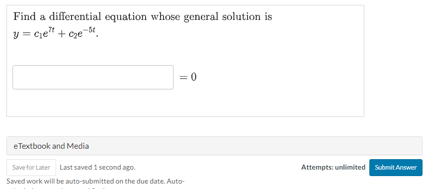 Solved Find a differential equation whose general solution | Chegg.com
