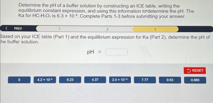 Solved Determine the pH of a buffer solution by constructing | Chegg.com