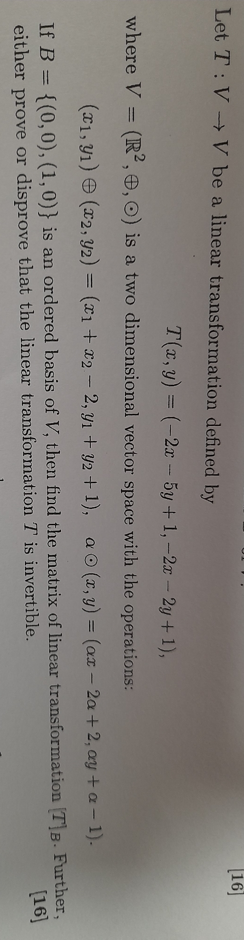 Let T:V→V ﻿be a linear transformation defined | Chegg.com