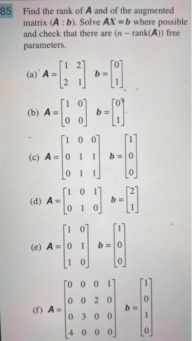 Solved Find the rank of A and of the augmented matrix (A:b). | Chegg.com