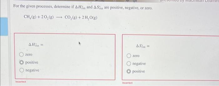 Solved For the given processes, determine if AH and AS are | Chegg.com