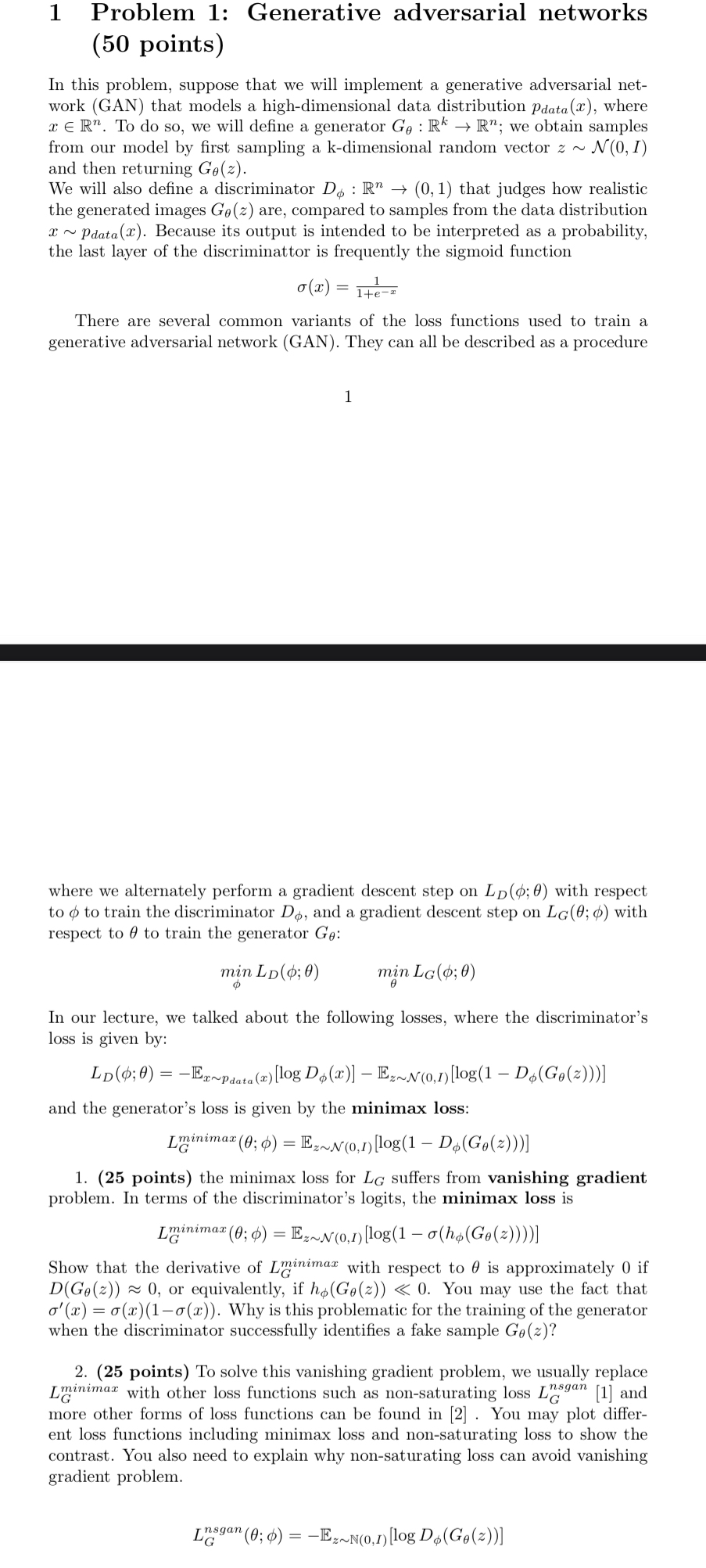 Solved 1 ﻿Problem 1: Generative adversarial networks(50 | Chegg.com