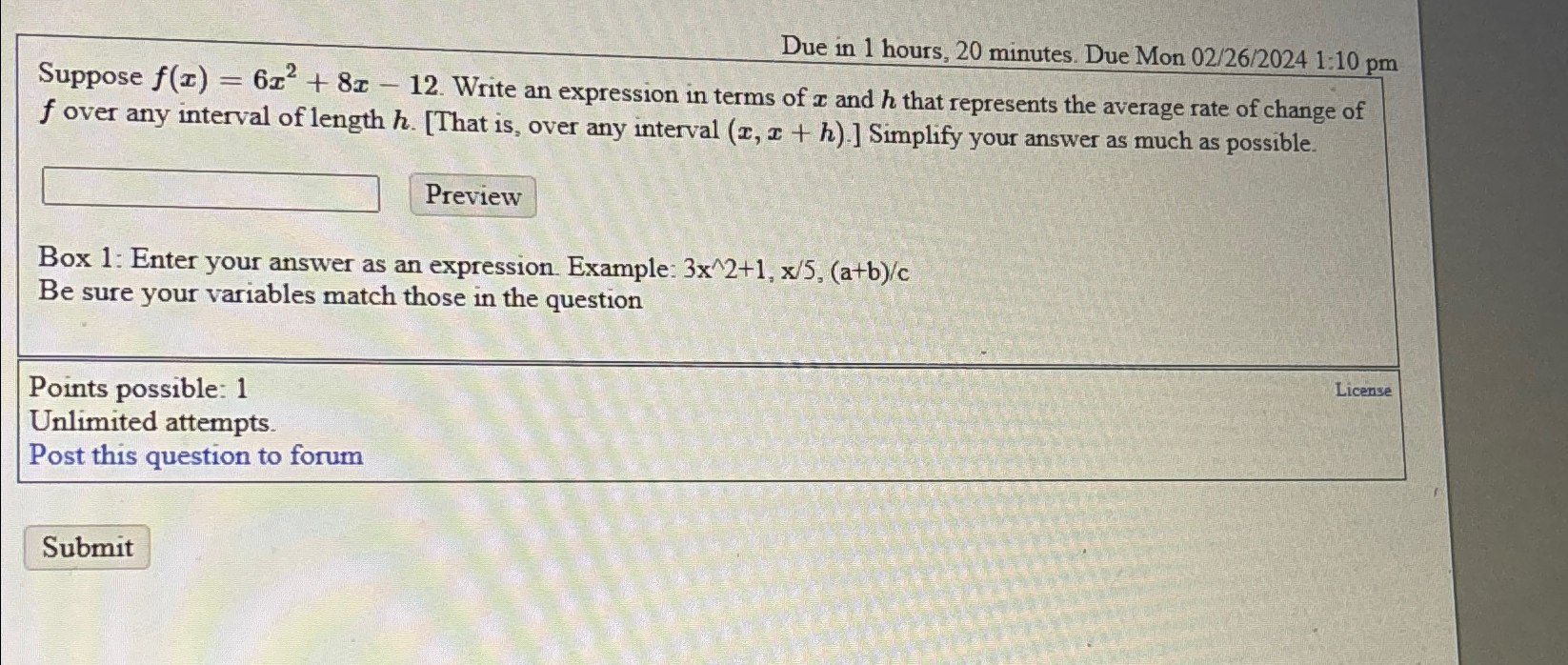 Solved Due in 1 ﻿hours, 20 ﻿minutes. Due Mon 02/26/2024 1:10 | Chegg.com
