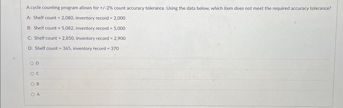 Solved A cycle counting program allows for +/−2% count | Chegg.com