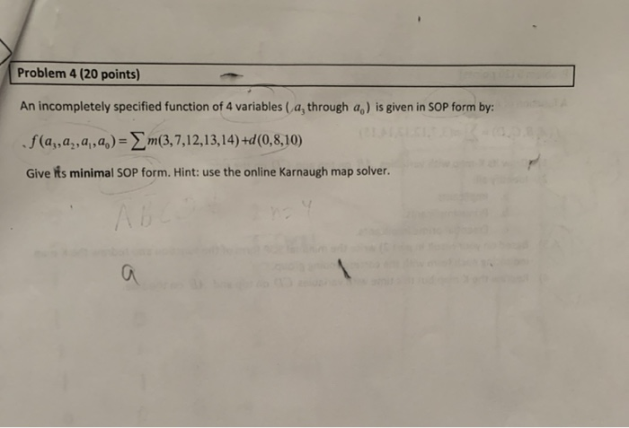 Solved Problem 4 20 Points An Incompletely Specified