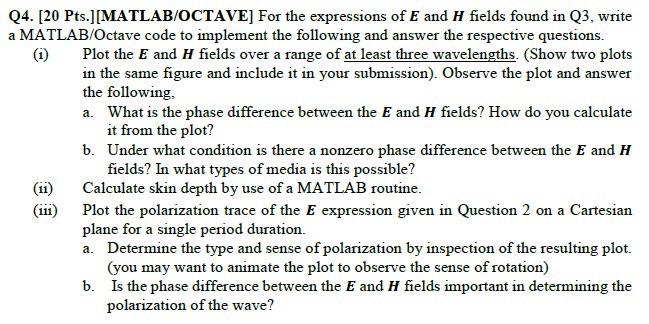 Q4 20 Pts Matlaboctave For The Expressions Of E 