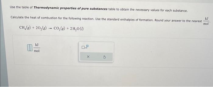Solved Use the table of Thermodynamic properties of pure | Chegg.com