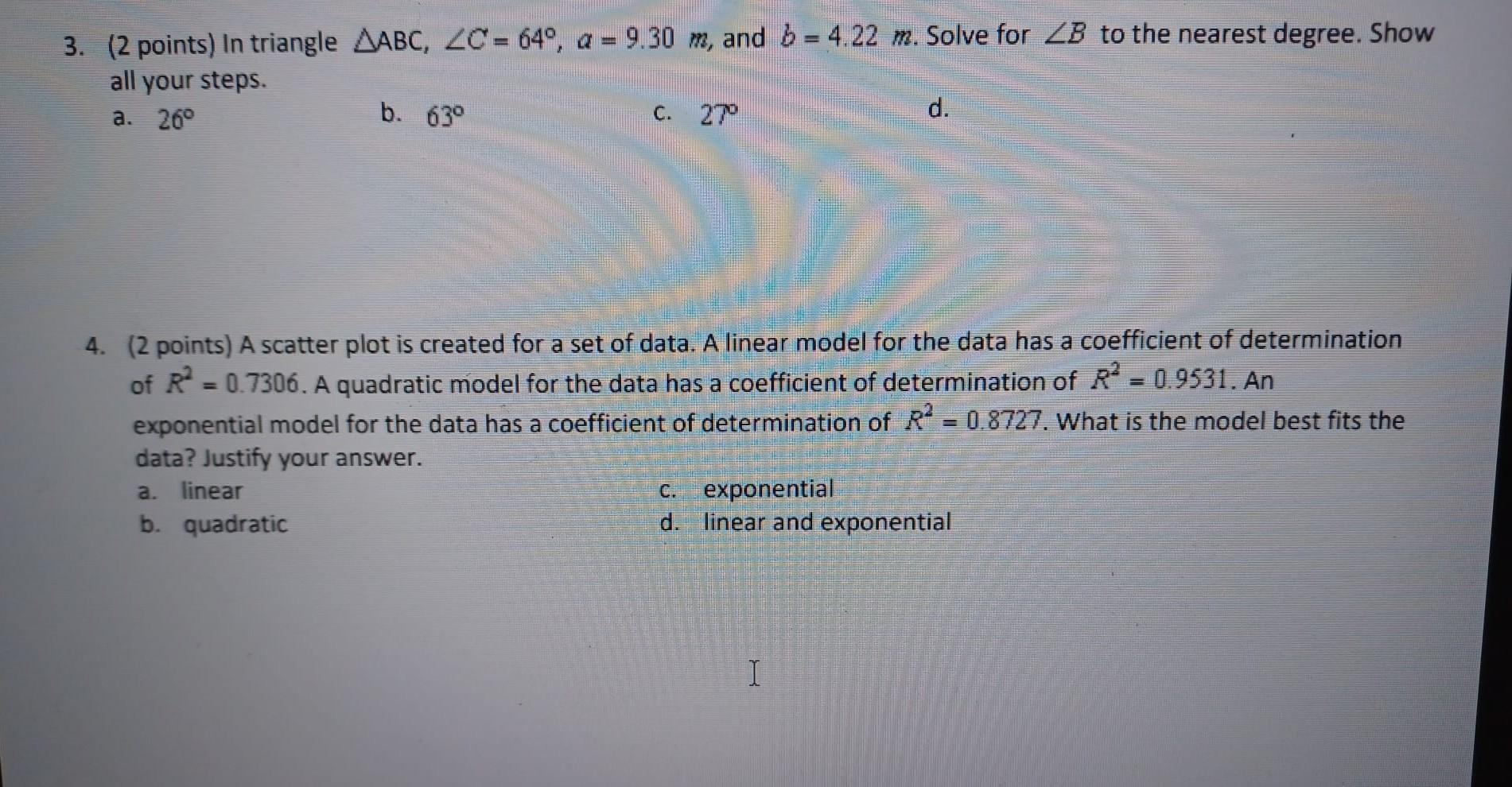 Solved 3. (2 points) In triangle ABC,∠C=64∘,a=9.30 m, and | Chegg.com