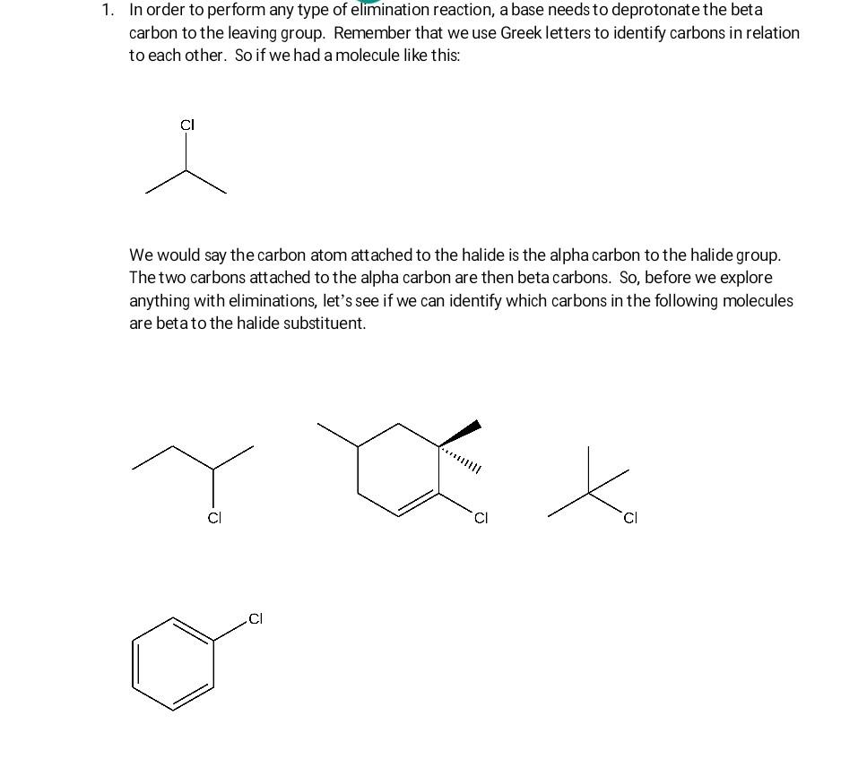 Solved 1. In order to perform any type of elimination | Chegg.com