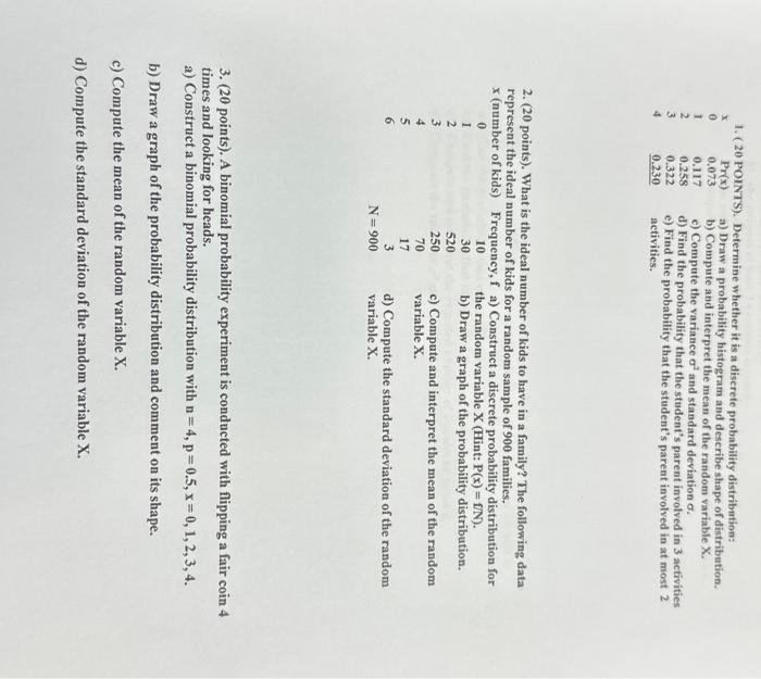 Solved 1. (20 POINTS). Determine whether it is a diserete | Chegg.com