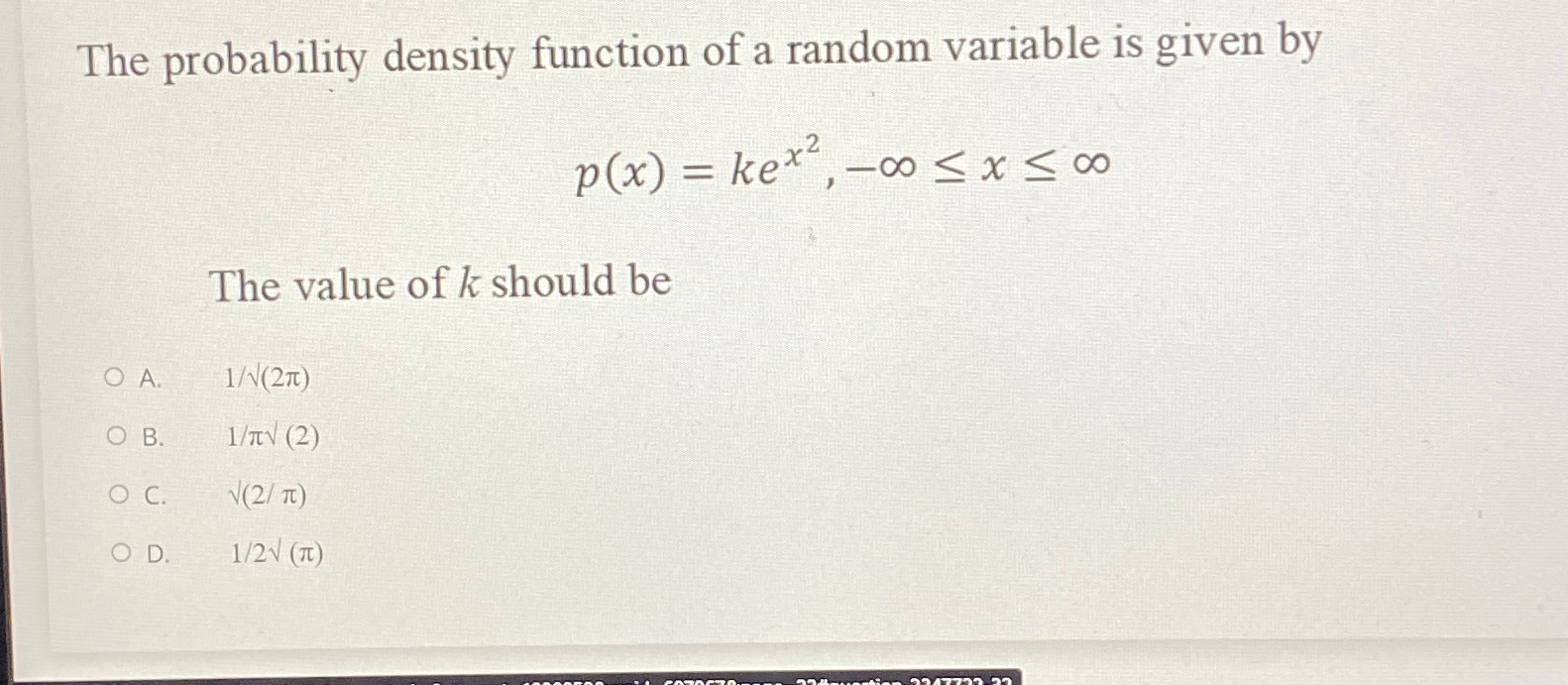 Solved The probability density function of a random variable | Chegg.com