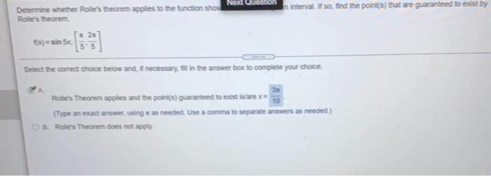 Solved Nori Leson Determine Whether Rolles Theorem Applies