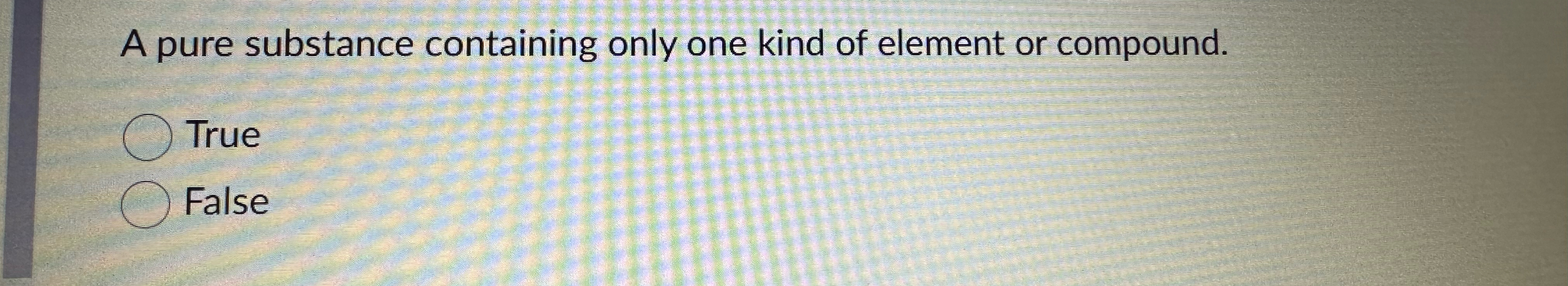 Solved A pure substance containing only one kind of element | Chegg.com