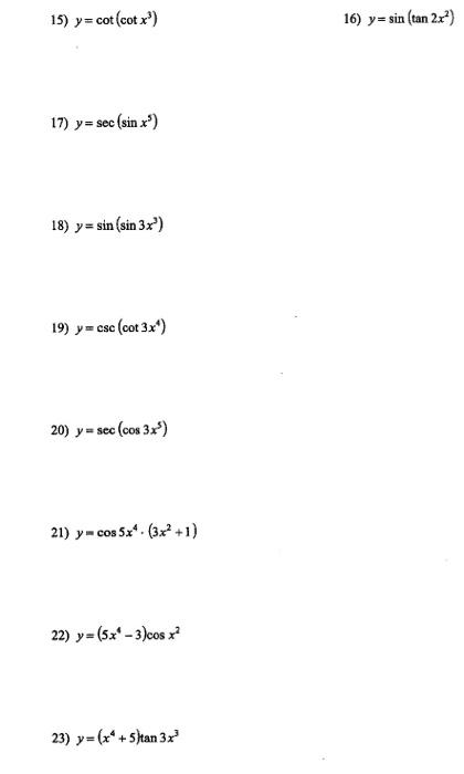 Solved Chain Rule: Derivatives of Trig Functions | Chegg.com