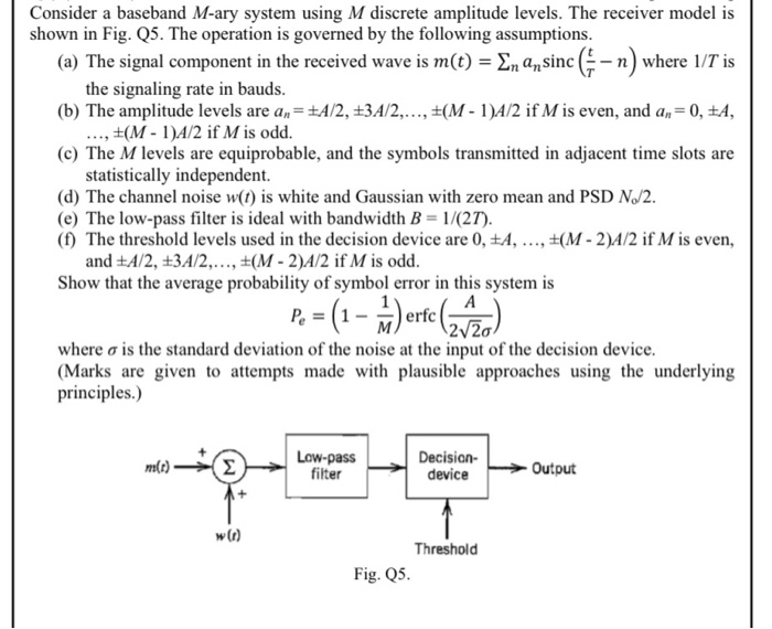 Consider a baseband M-ary system using M discrete | Chegg.com