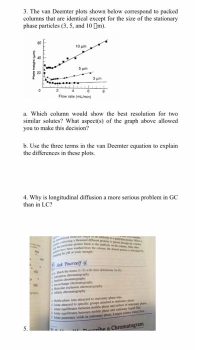 Solved 3. The van Deemter plots shown below correspond to | Chegg.com