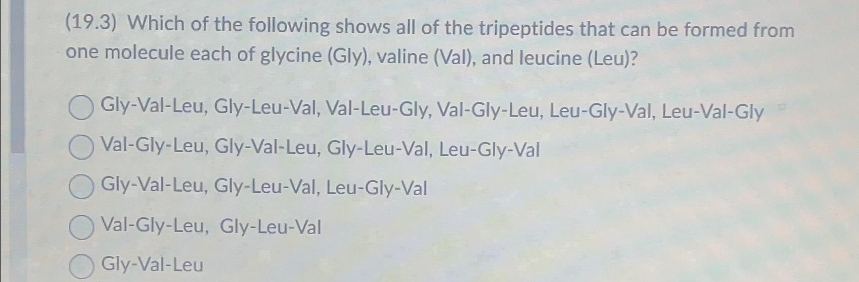 Solved (19.3) ﻿Which of the following shows all of the | Chegg.com