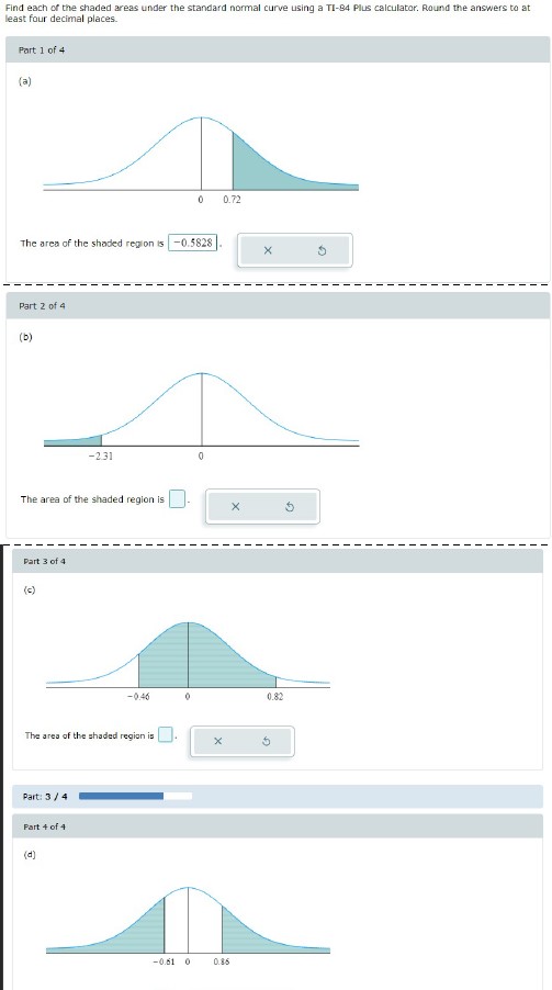 Solved Find each of the shaded areas under the standard | Chegg.com