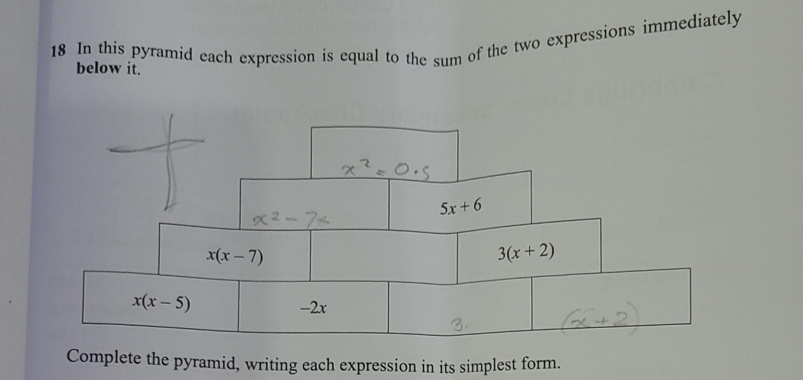 Solved 18 ﻿In this pyramid each expression is equal to the | Chegg.com