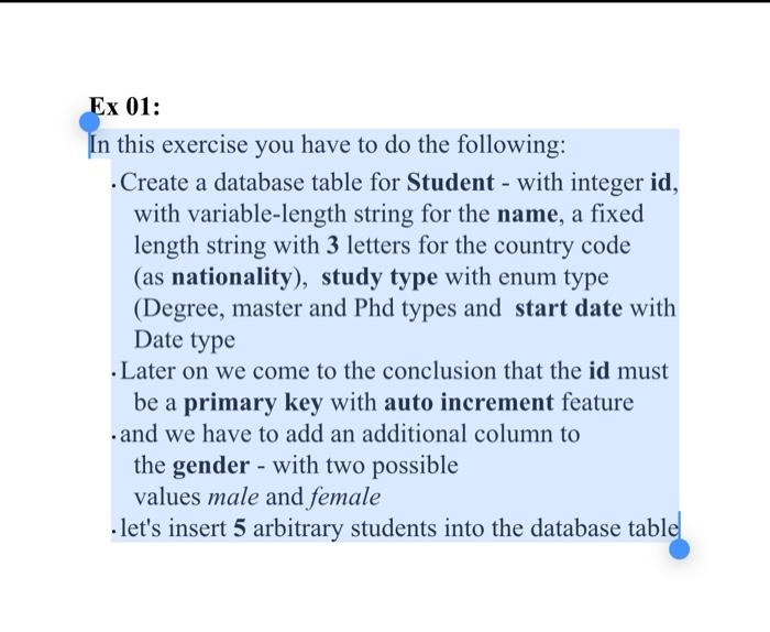 Solved n this exercise you have to do the following: . | Chegg.com