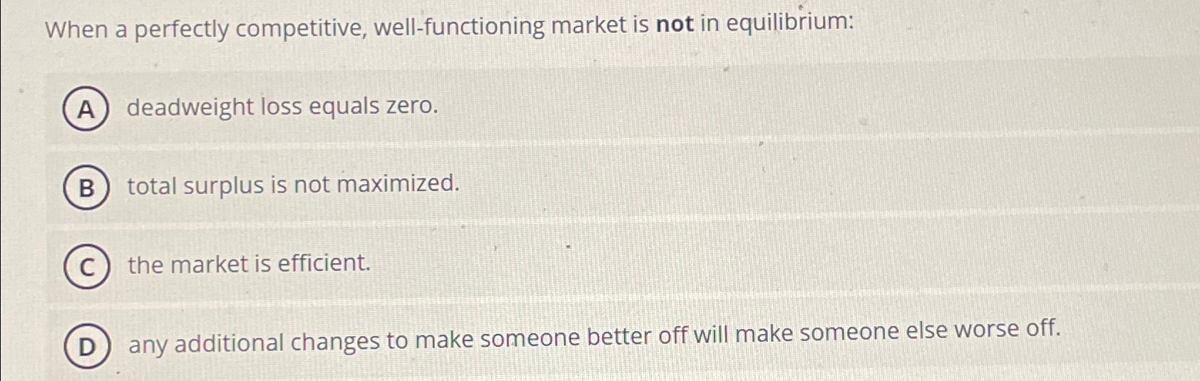 Solved When a perfectly competitive, well-functioning market | Chegg.com