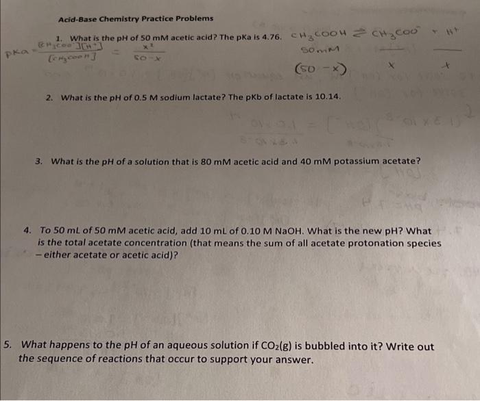 Solved pka Acid-Base Chemistry Practice Problems 1. What is | Chegg.com