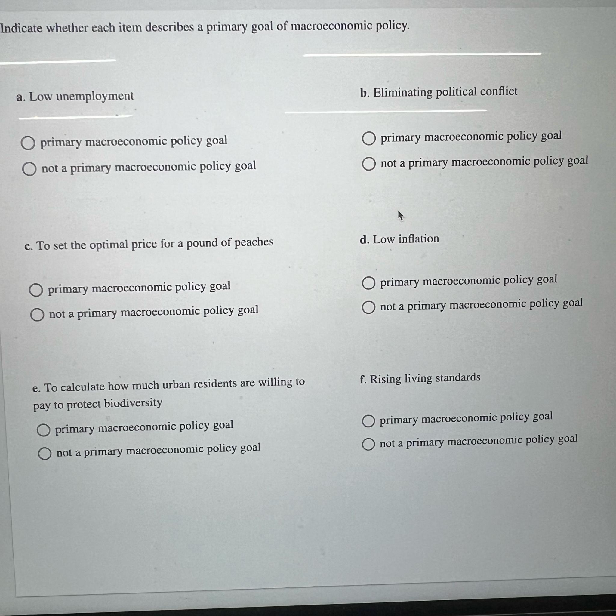 Solved Indicate whether each item describes a primary goal | Chegg.com
