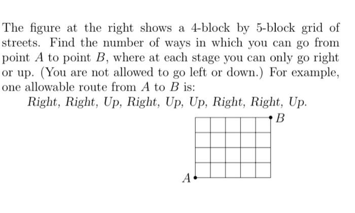 Solved The figure at the right shows a 4-block by 5-block | Chegg.com
