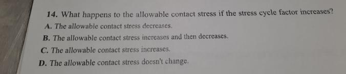Solved What happens to the allowable contact stress if the | Chegg.com
