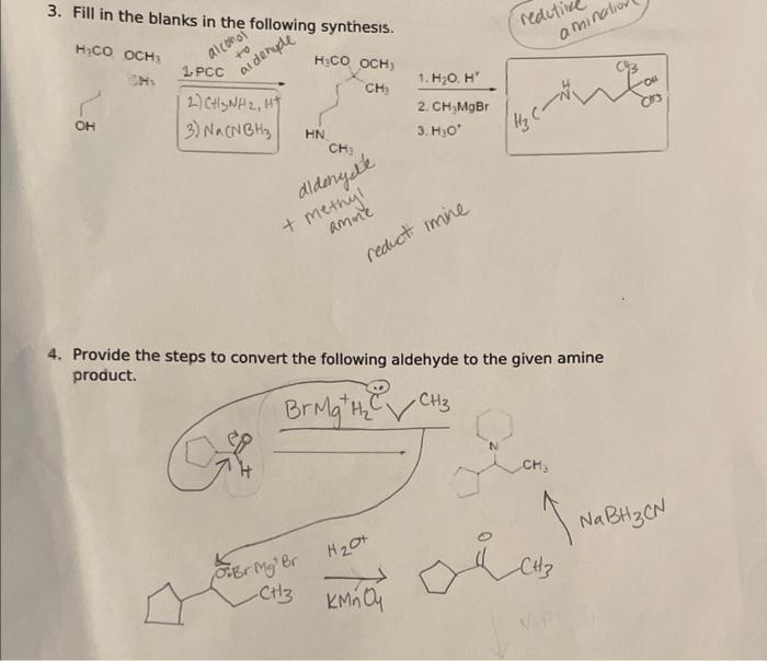 Solved 3. Fill in the blanks in the following synthesis. | Chegg.com