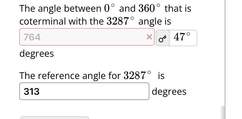 Solved The angle between 0° ﻿and 360° ﻿that is coterminal | Chegg.com