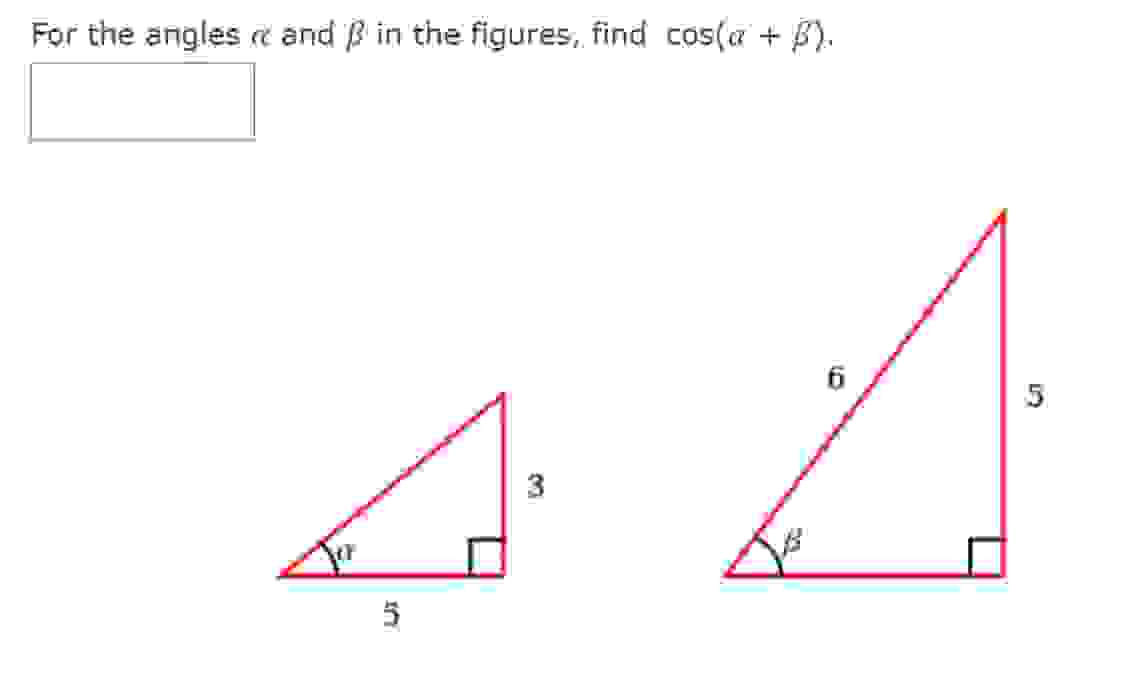 Solved For the angles α ﻿and β ﻿in the figures, find | Chegg.com