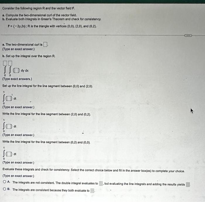 Solved Consider the following region R and the vector field | Chegg.com