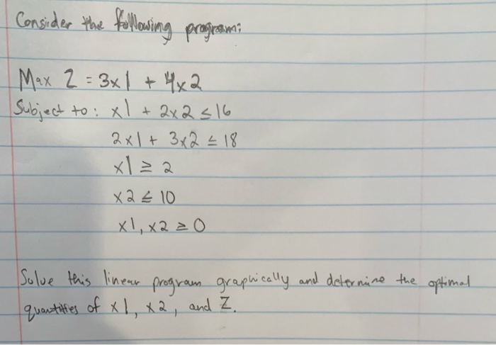 Solved Consider the following program: Max 2 = 3x1 + 4x2 | Chegg.com
