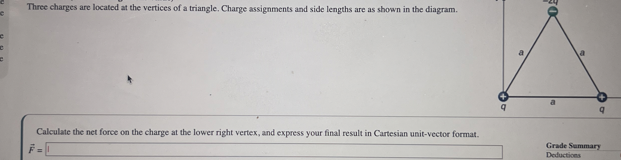 Solved Three charges are located at the vertices of a | Chegg.com