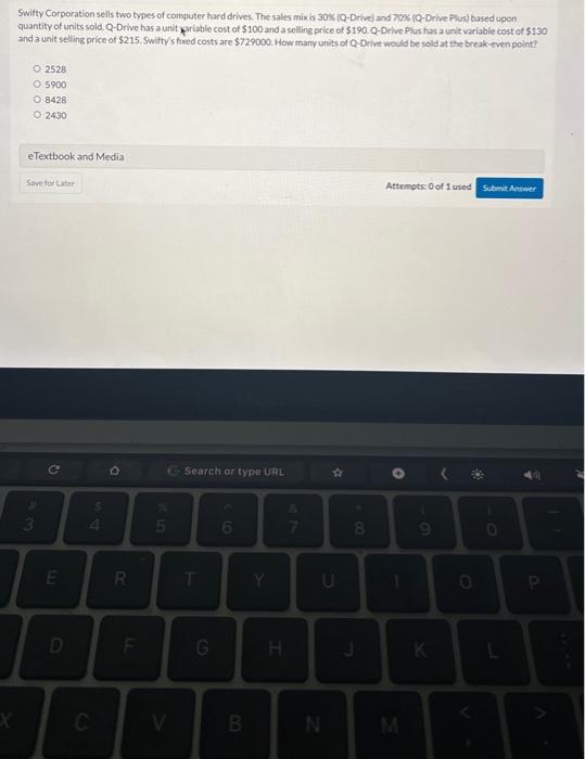 Solved X Swifty Corporation sells two types of computer hard | Chegg.com
