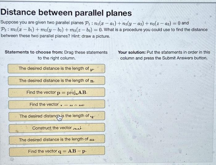 Solved ms Distance between parallel lines Suppose you are | Chegg.com