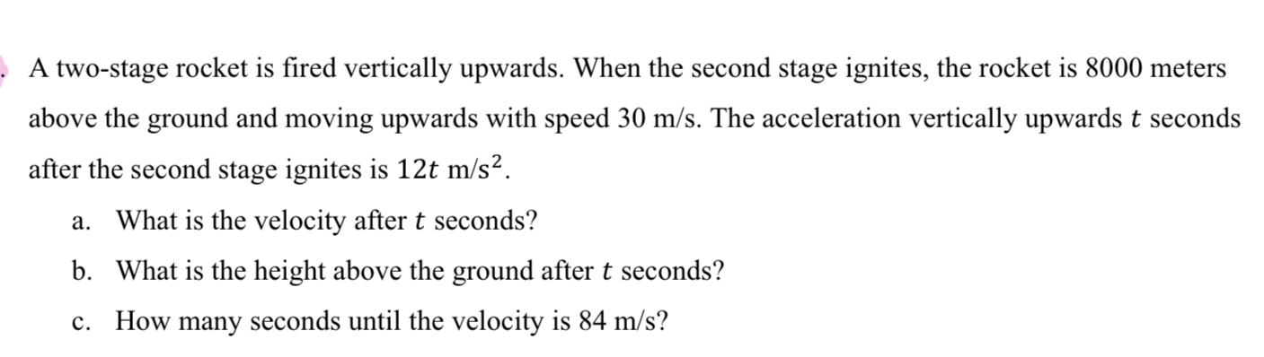 Solved A two-stage rocket is fired vertically upwards. When | Chegg.com
