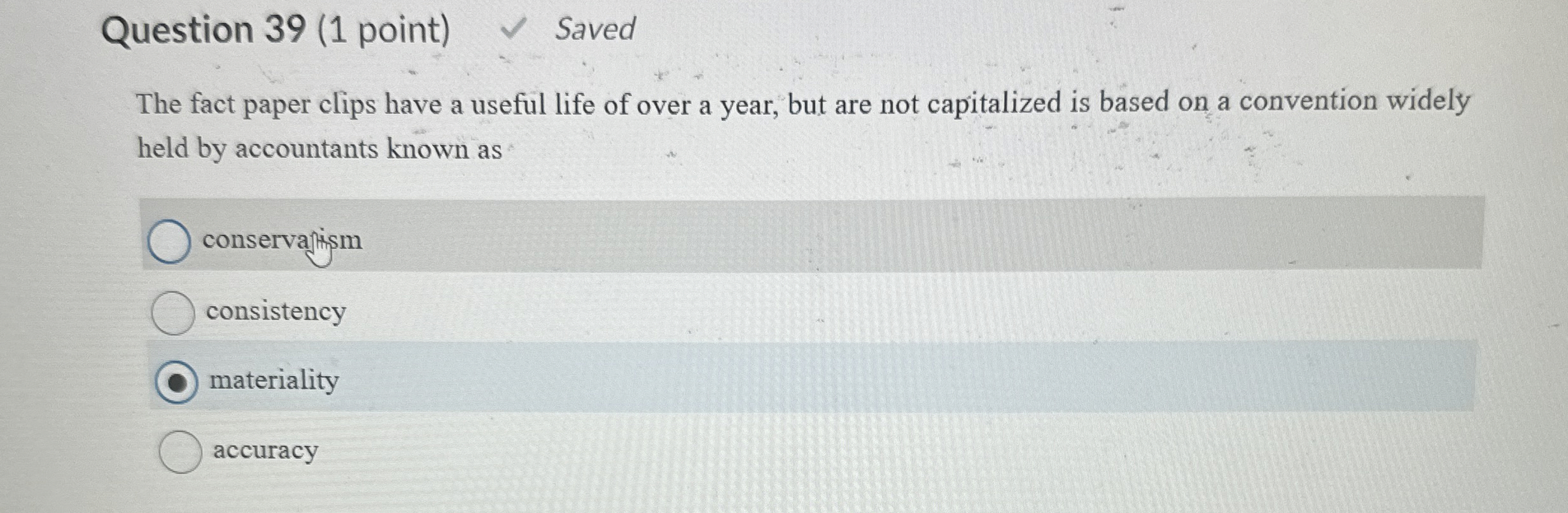 Solved Question 39 (1 ﻿point)SavedThe fact paper clips have | Chegg.com