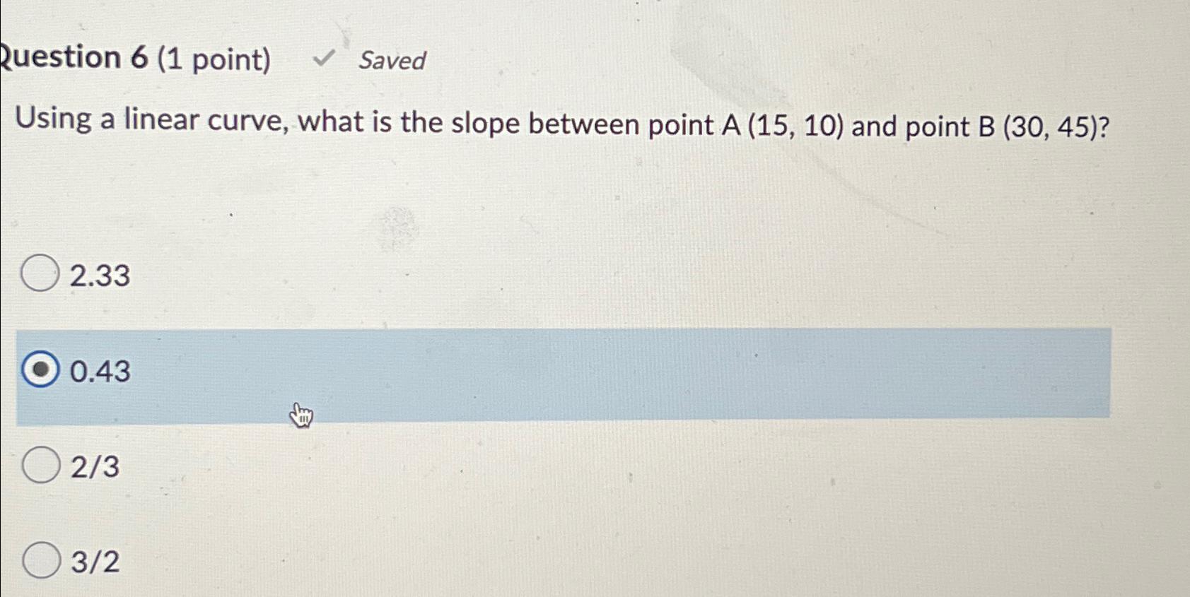 Solved Ruestion 6 (1 ﻿point) ﻿SavedUsing a linear curve, | Chegg.com